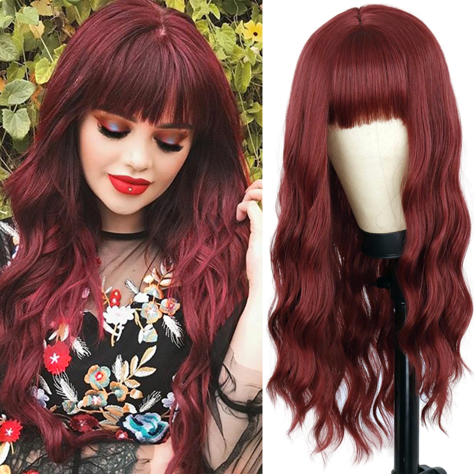 Synthetic-wig-Wavy-Long-Wine-Red-Wigs-for-Women-Dark-Burgundy-Long ...