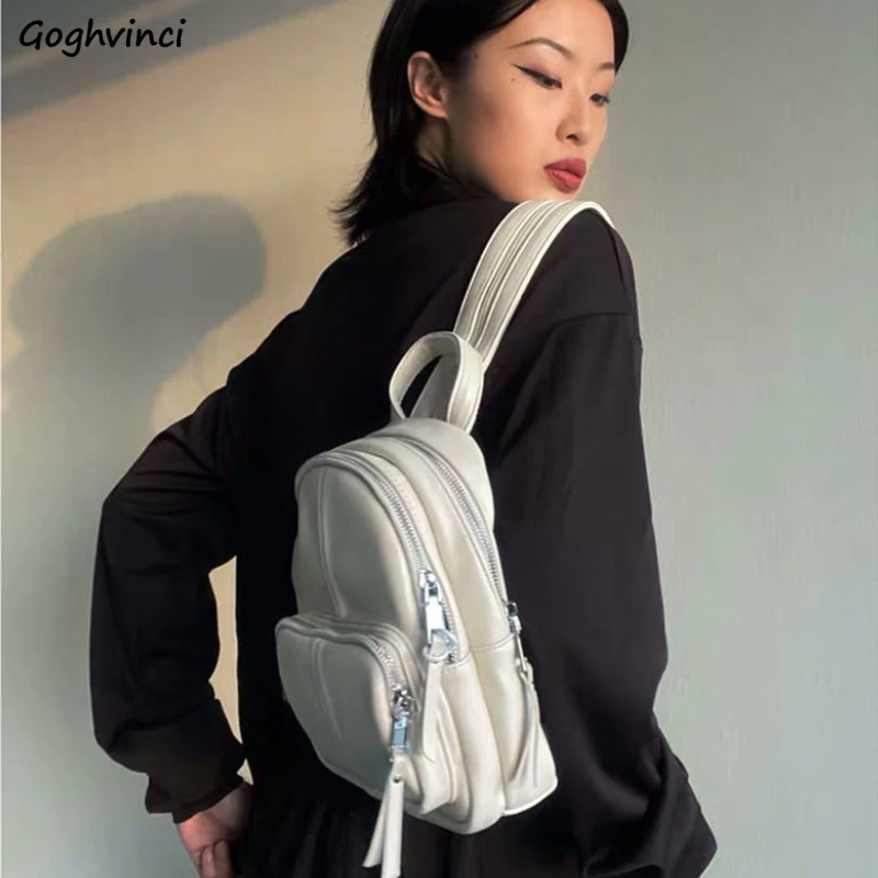 Mini-Backpacks-Women-Black-White-Simple-All-match-Shoulder-Fashion-High ...