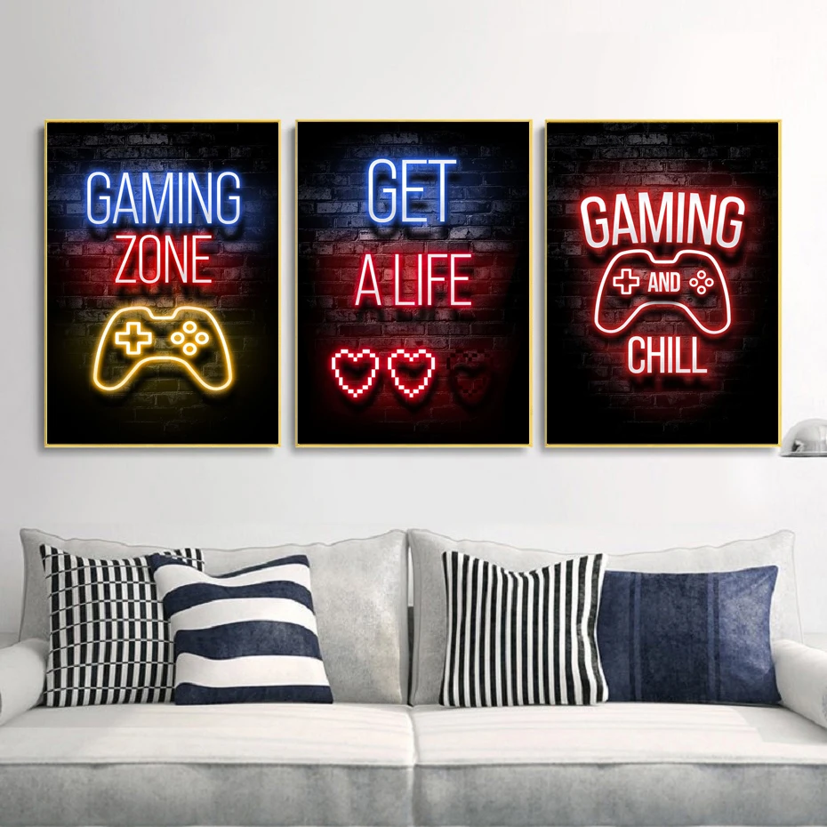 Gamer Zone Repeat Gaming Paintings Canvas Art Posters and Prints Canvas ...