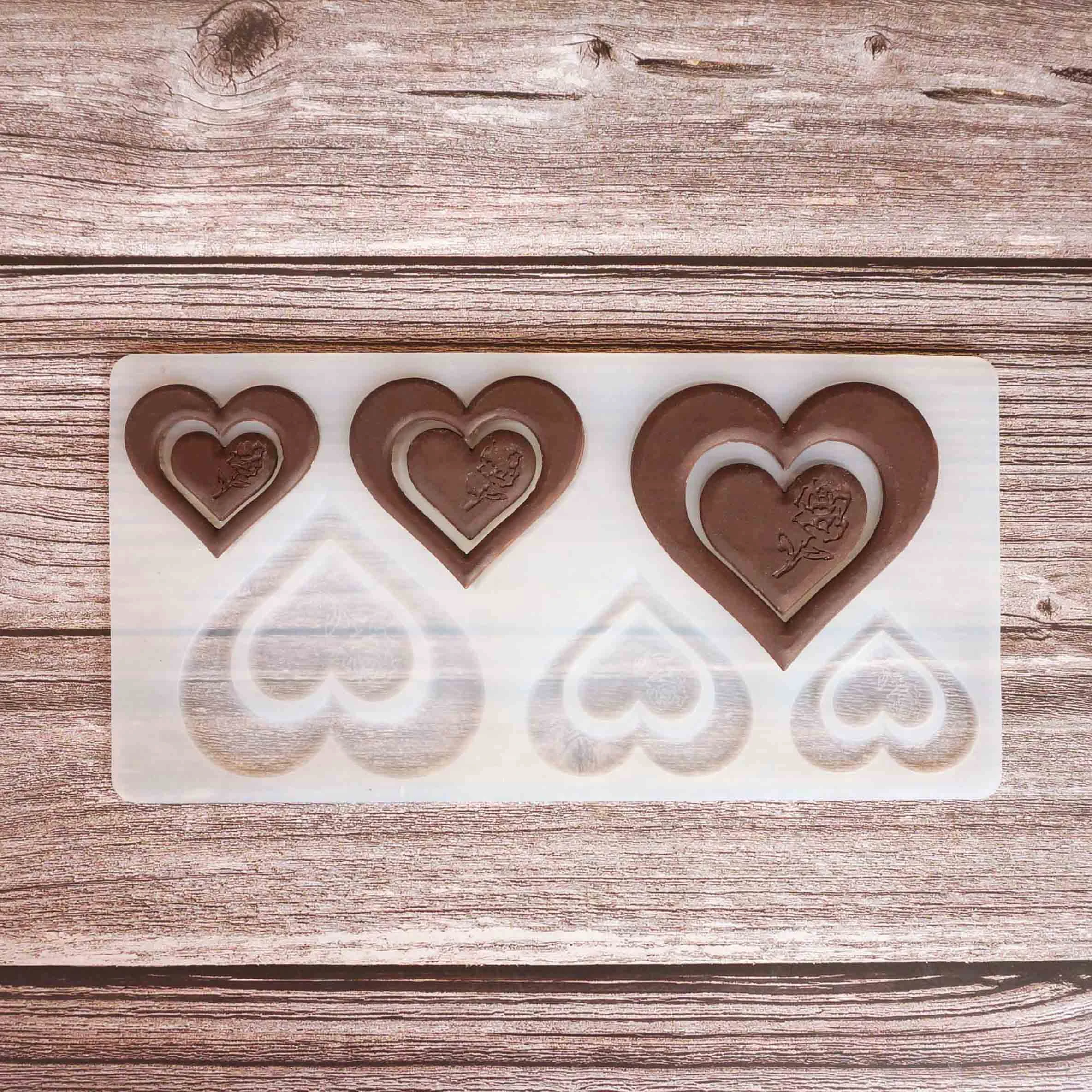 Three Sizes Of Love Roses Shape Chocolate Stencil Mold Cake Decorating ...