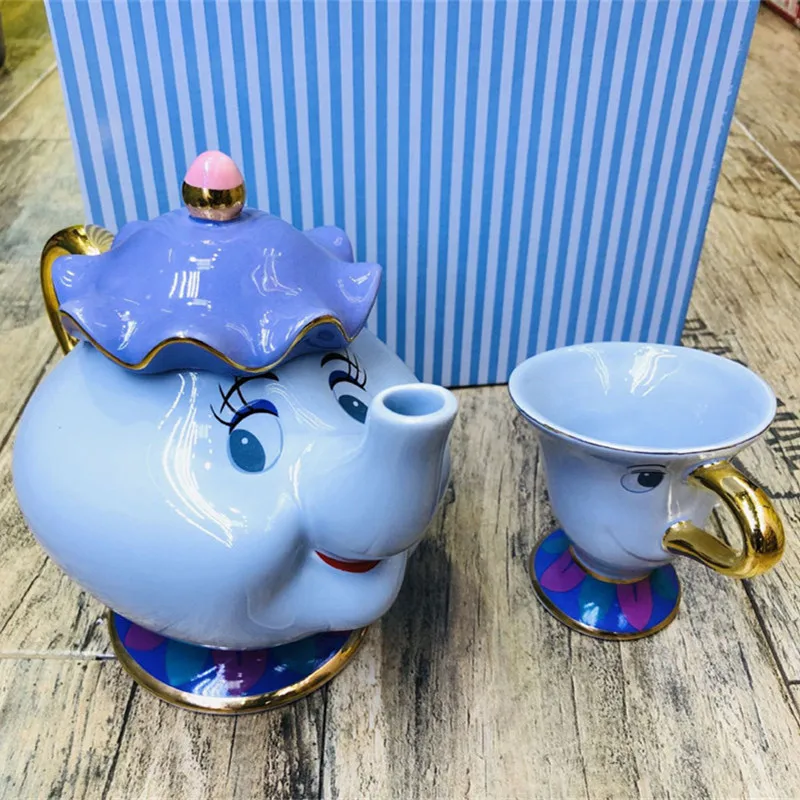 Fast Post Cartoon Beauty and The Beast Tea Set Teapot Mrs Potts Chip ...