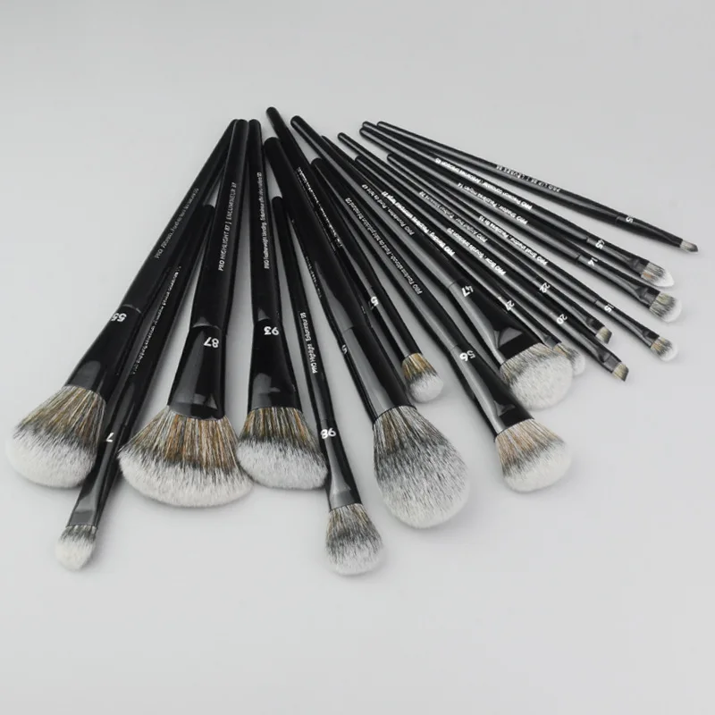 16pcs/set Makeup brush-Black cosmetic brushes series-high quality fiber ...