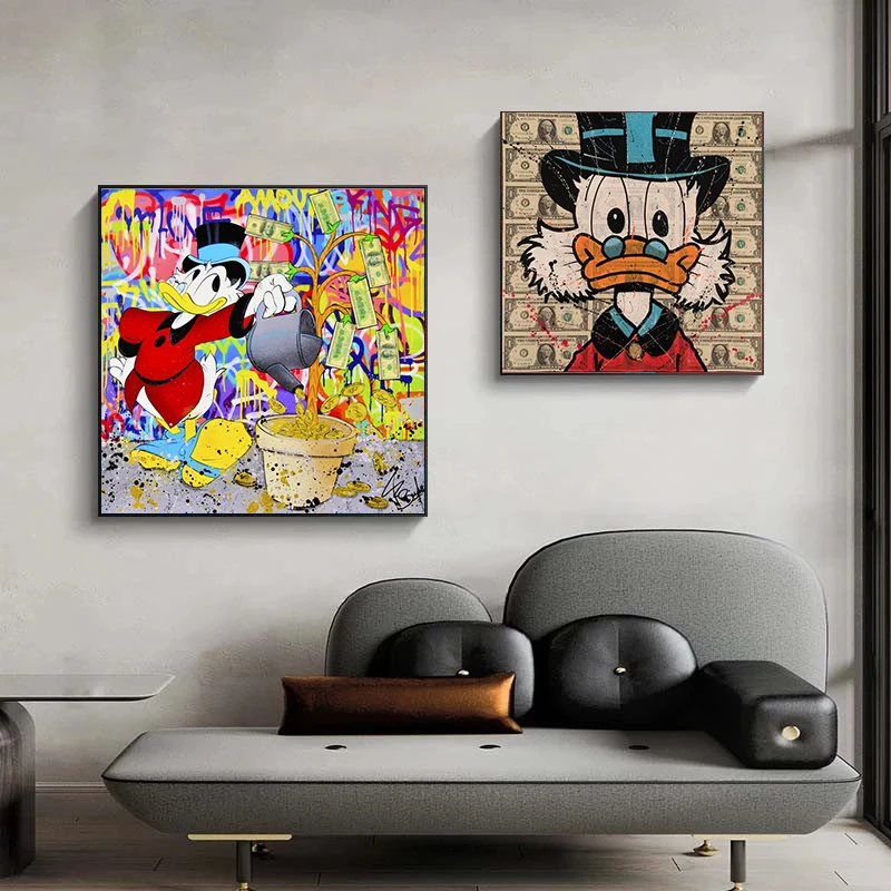 Disney Rich Duck Canvas Painting Donald Duck Character Posters And ...