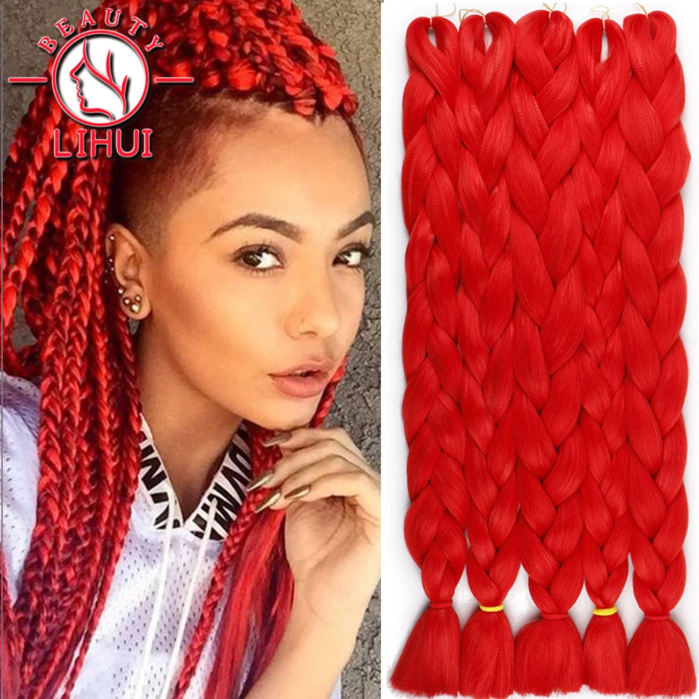 Jumbo Box Braids With Red Hair