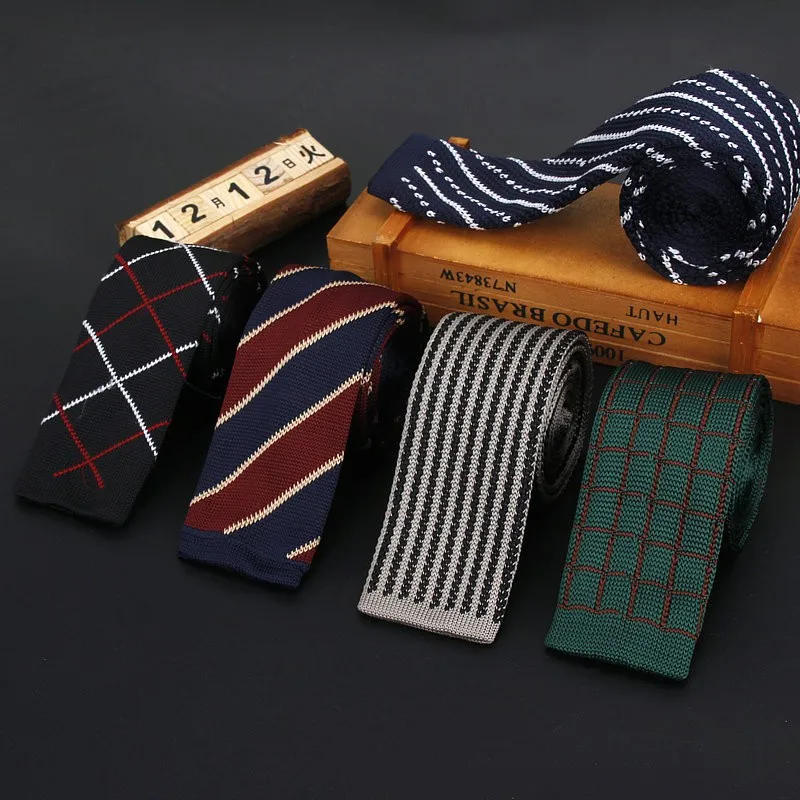 Corbata-de-punto-a-rayas-Vintage-para-hombre-corbatas-de-punto-a ...