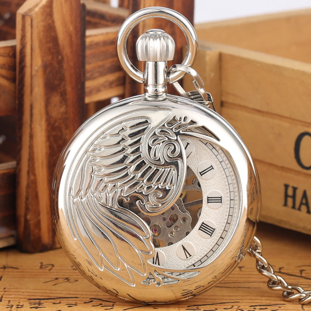 Reloj de bolsillo mecánico de viento manual, reloj Retro Phoenix, medio ...