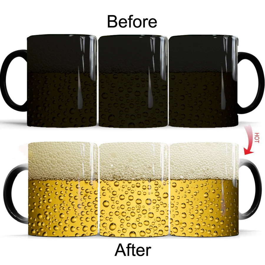 350ml Beer Heat Sensitive Color Changing Boy Friend Gift Tea Cup Coffee ...