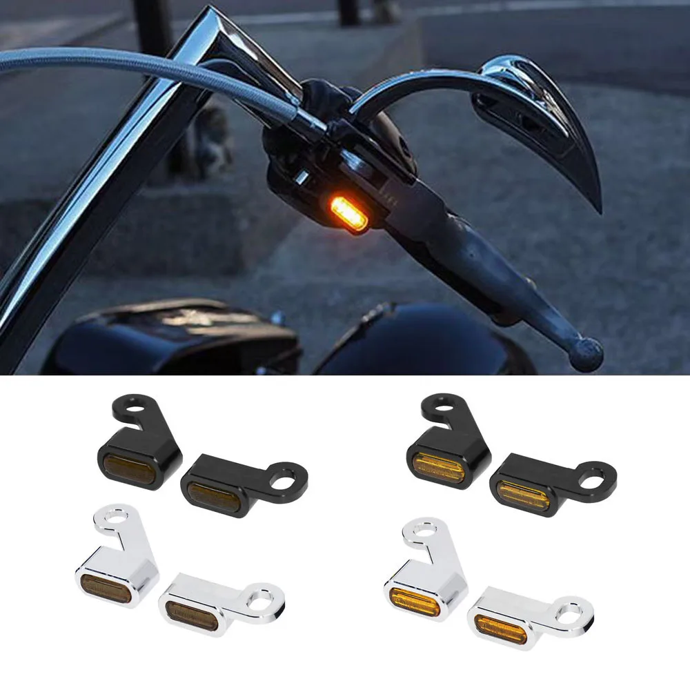 Handlebar LED Marker Lights Turn Signal in Chrome Black Finish With ...