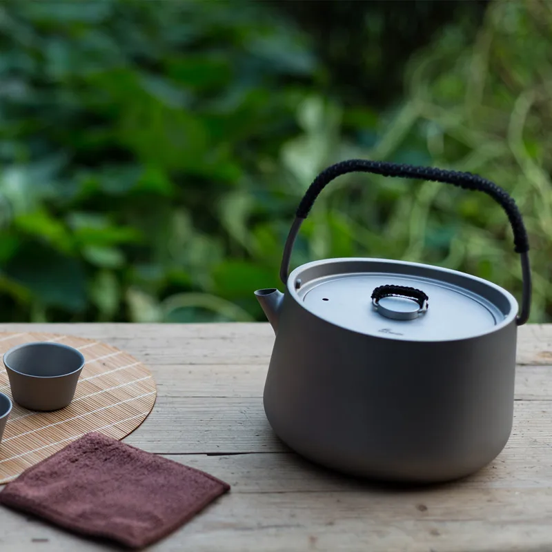 Hiking Cooking Titanium Teapot Picnic 1L Coffee Tea Pot Ultralight Tea ...