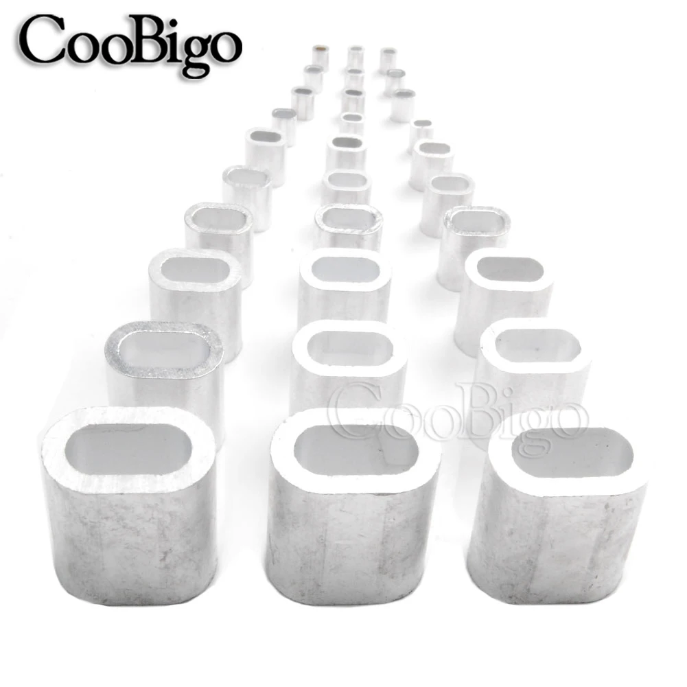 50pcs Aluminum Swage Crimp Sleeve Cable Clip Wire Stop Ferrule Lock ...