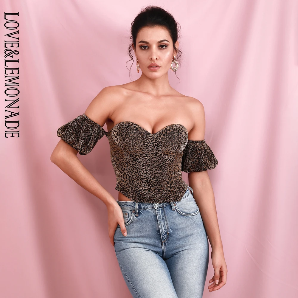 LOVE& LEMONADE сексуальный Золотой Топ без рукавов с леопардовым принтом(с поддержкой) LM82239