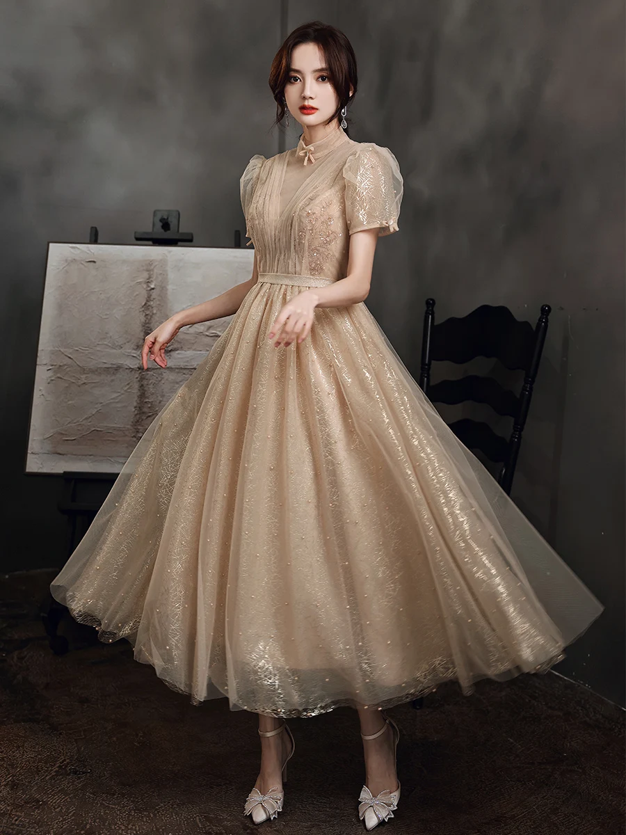 Modest Evening Dresses For Wedding Party 2021 A-line Tea-length ...