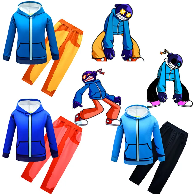 Boys Girls Cartoon Hoodies Jackets Pants Sets FNF Whitty Cosplay ...