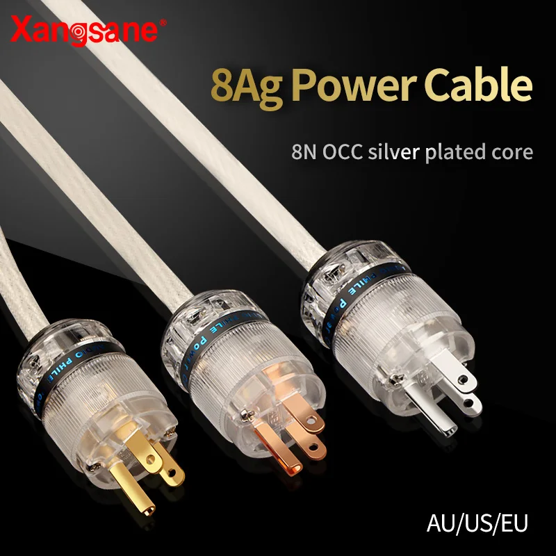 Xangsane 8n 8ag Hifi Occ Silver-plated Eu/us/au Power Cable Audio ...