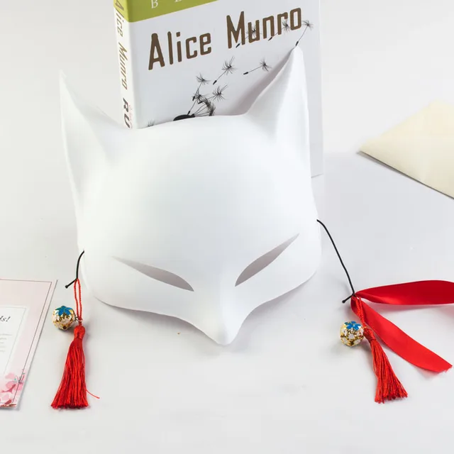 Anime Kabuki Kitsune Fox Half Face Rave Cosplay Mask - AllCosplay.com