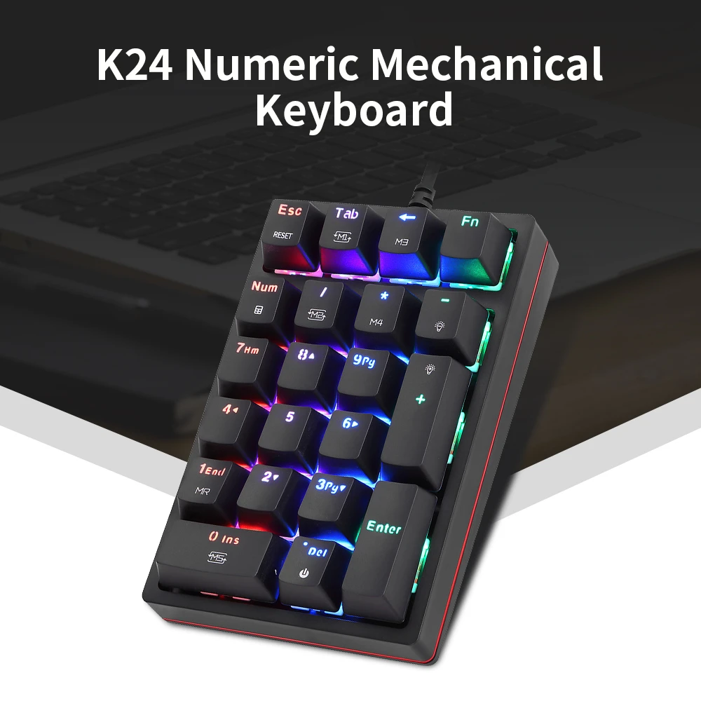 Motospeed K24 Numeric Mechanical Keypad Usb Wired 21 Keys Numpad Rgb ...