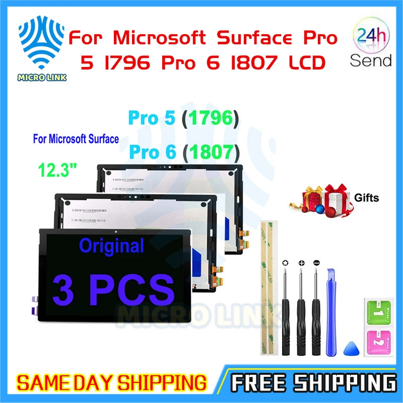 3 PCS Original For Microsoft Surface Pro 5 1796 Pro 6 1807 LCD Display ...
