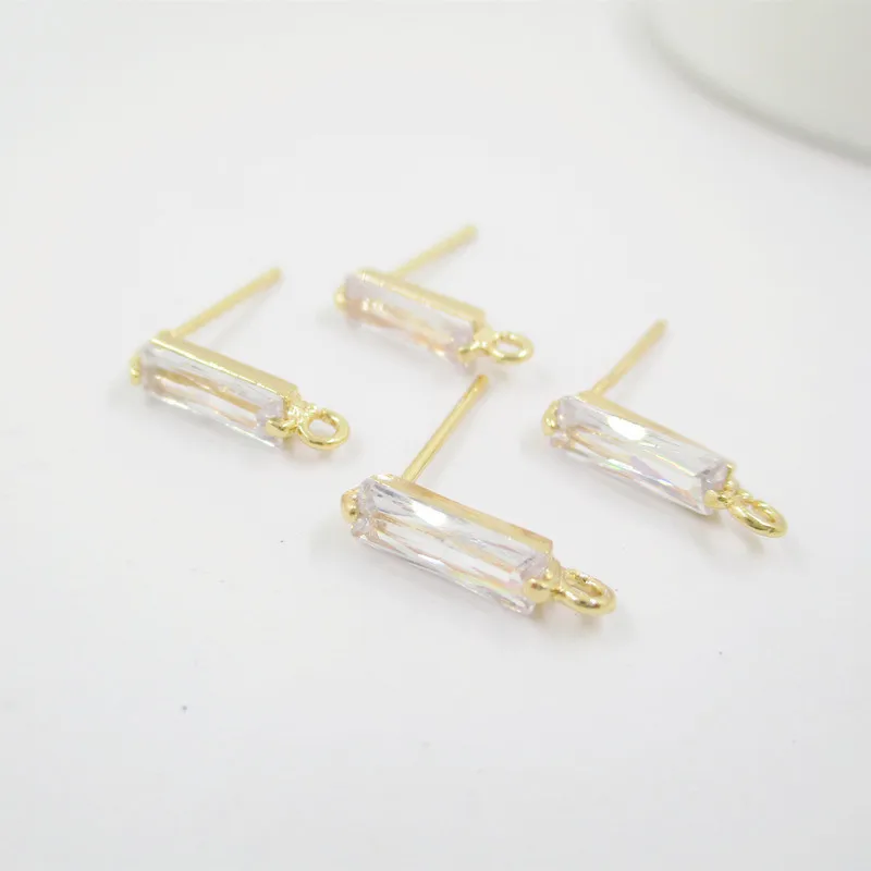 Vacuum Plating Gold Color Square Stone Zircon Hanging Handmake Ear ...