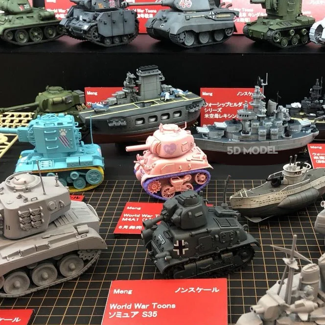 Meng Q WW2 tanque de juguete M4A1 Sherman King Tiger Panzer T34 KV2, Kit de montaje de plástico ...