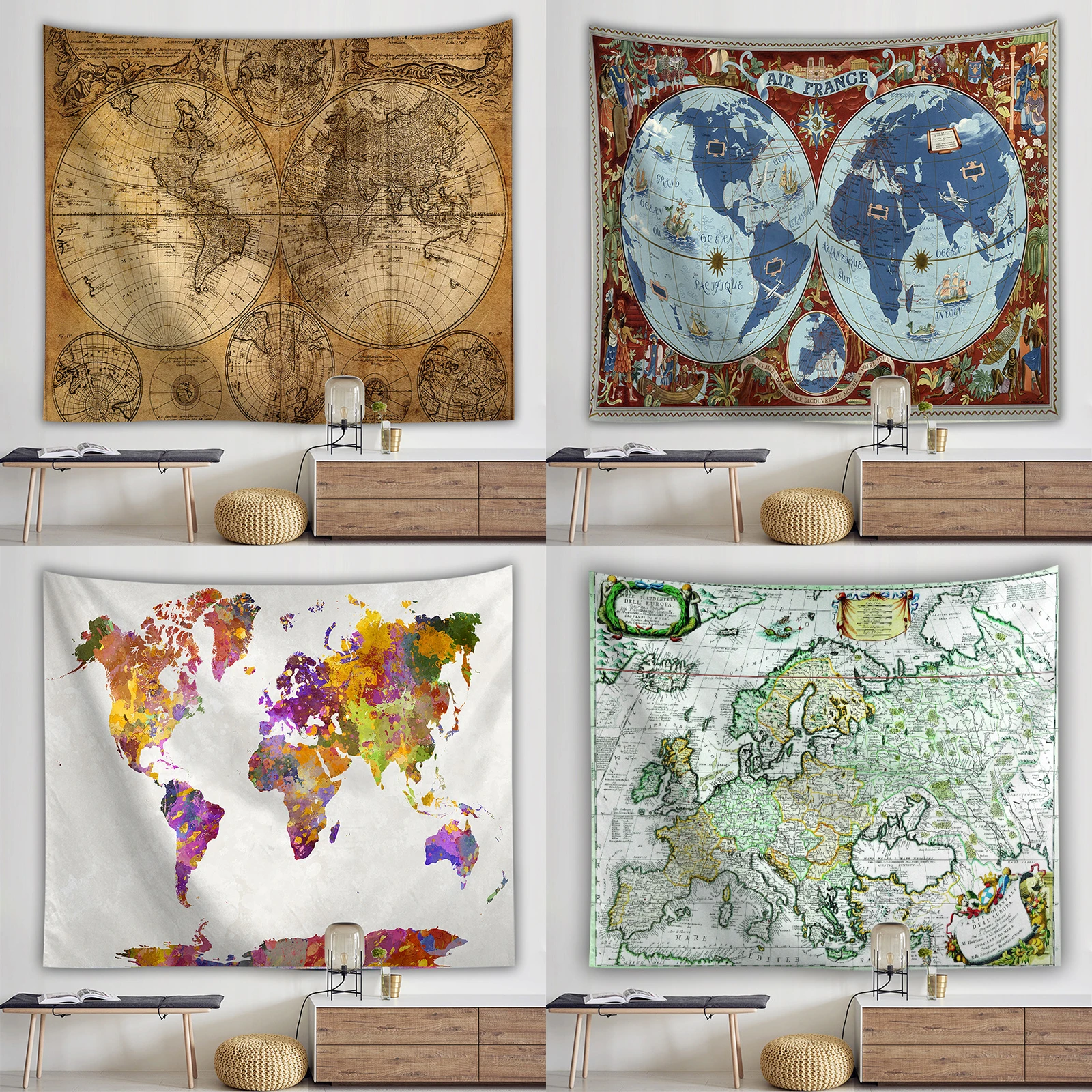World-Map-Tapestry-High-Definition-Map-Fabric-Wall-Hanging-Decor ...