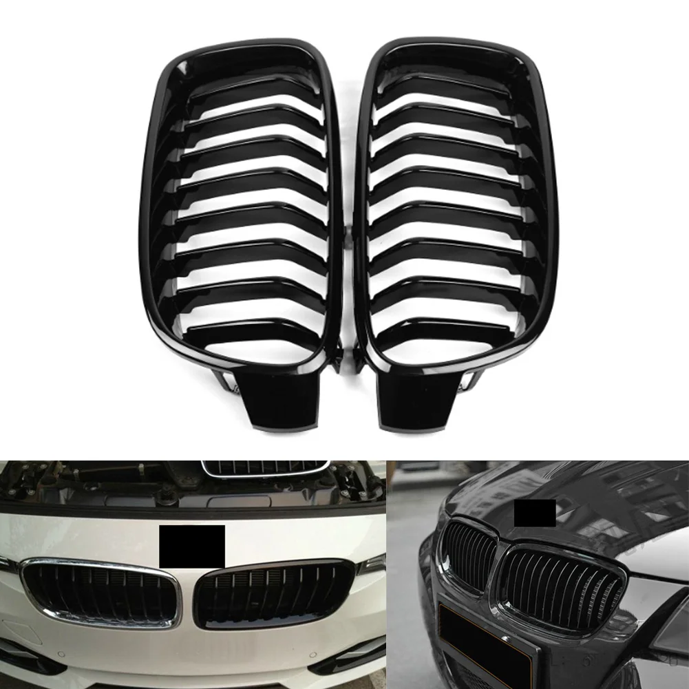 2Pcs-Car-Front-Radiator-Grill-Grille-Glossy-Black-ABS-For-BMW-F30-F31-3 ...