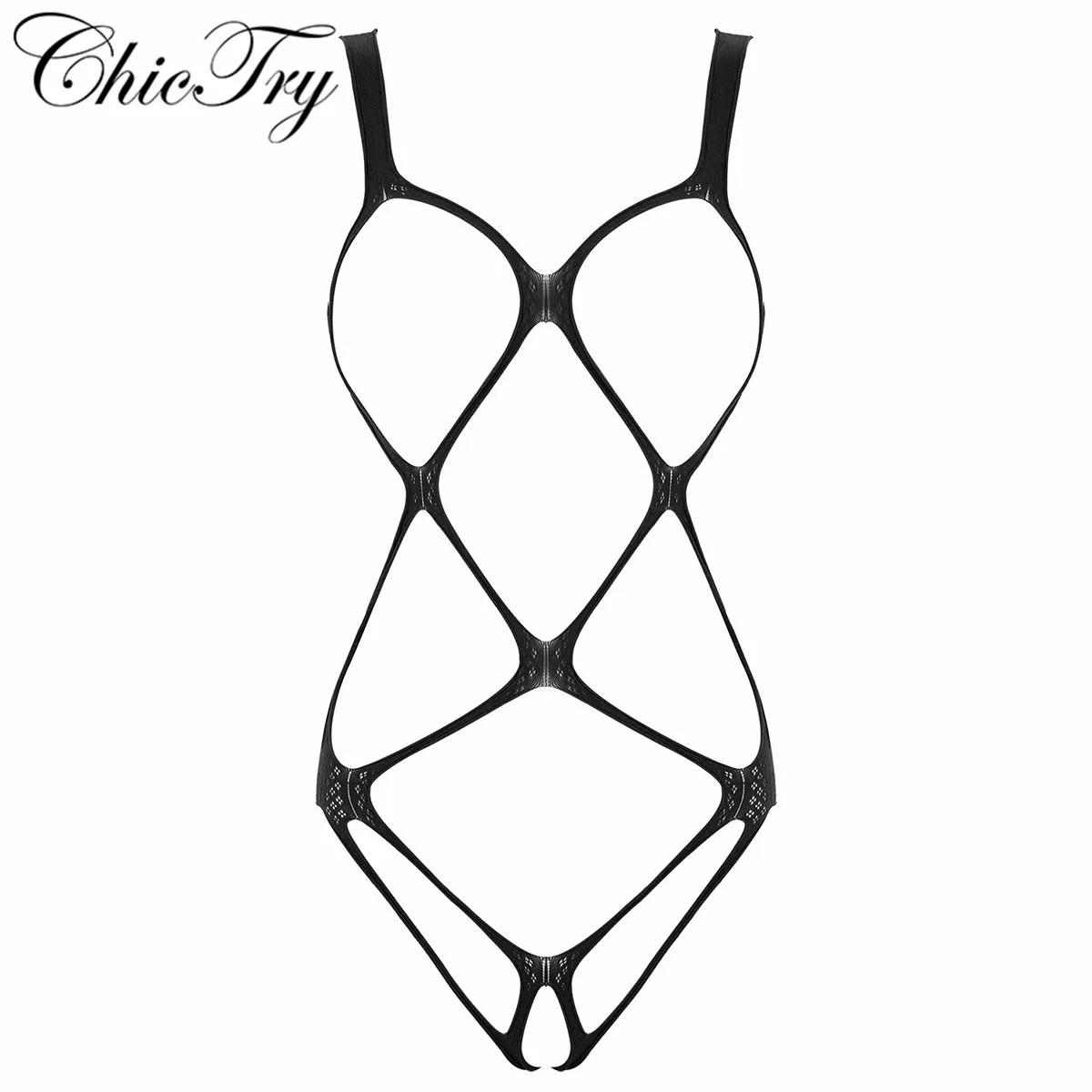 Body Sexy de una pieza para mujer, bodys eróticos de rejilla ahuecados, lencería elástica ...