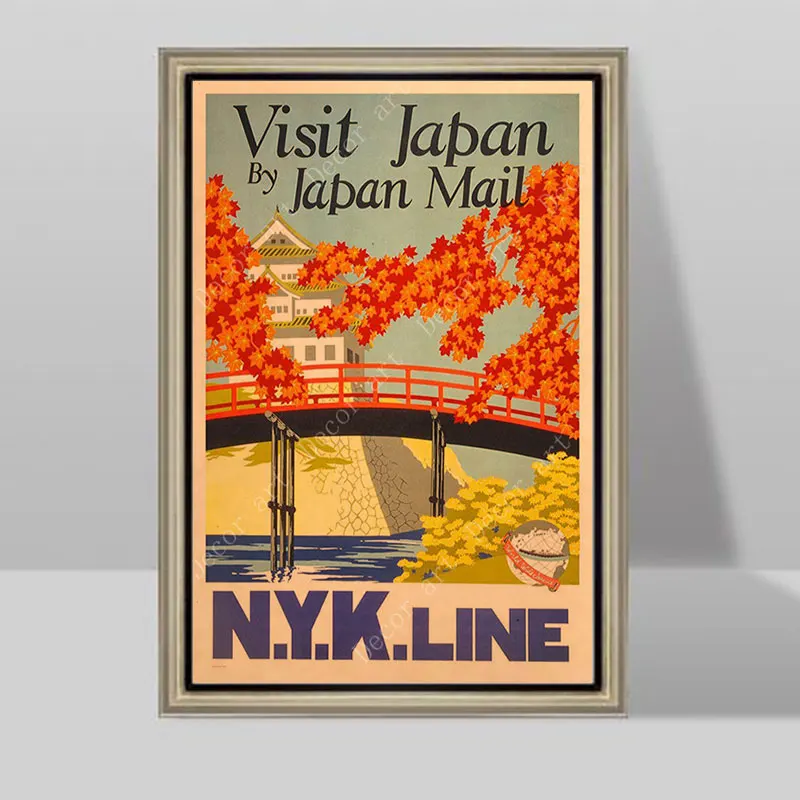 Sticker or Canvas Print Gift Idea Japan Vintage Travel Poster Art Print ...