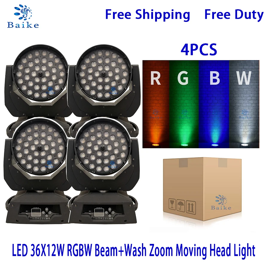 No Duty 4pcs 36x12w Led Moving Head Light 36 Led With Disk Plate Rgbw ...