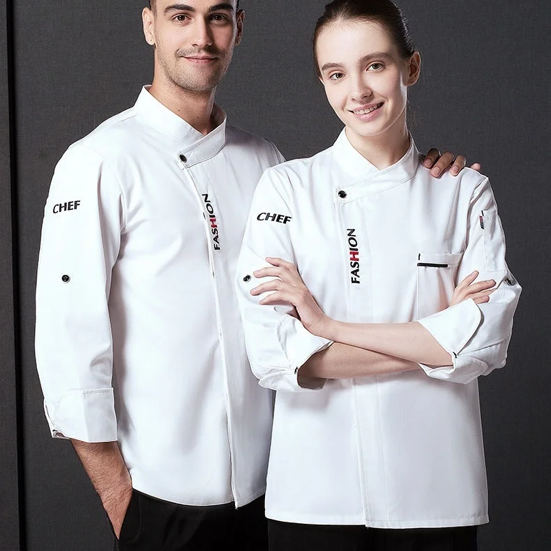 Men Women Long Sleeve Food Service Restaurant Chef Jacket New Fashion ...