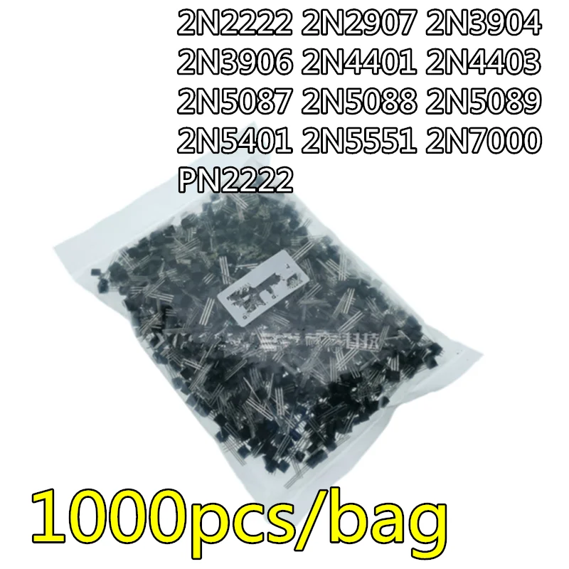 1000pcs/lot 2n2222 2n2907 2n3904 2n3906 2n4401 2n4403 2n5087 2n5088 ...