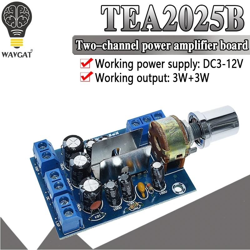 Tea2025b mini placa amplificador de áudio estéreo duplo 2.0 canais placa amplificador para pc ...