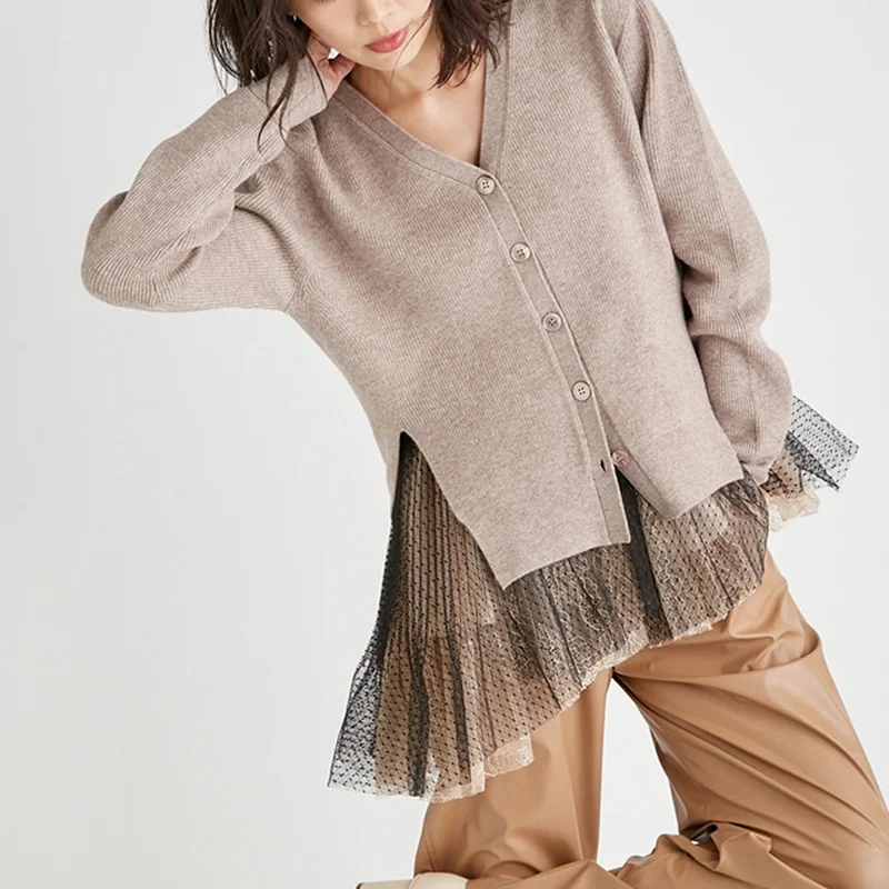 Japanese New OL Elegant Cardigan 2PCS Simple Solid V necksplit Buttoned ...