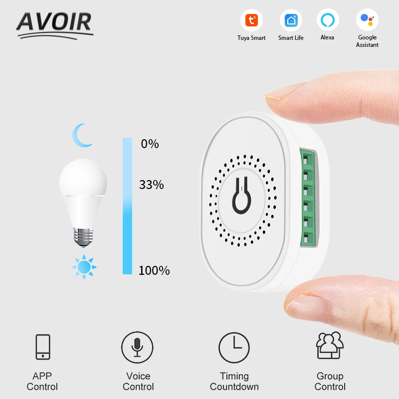 Avoir Tuya Wifi Switch Led Dimmer Module Smart Life Wall Light Control 