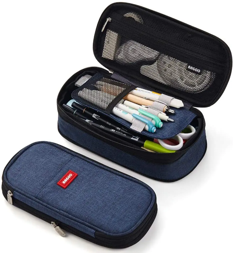 Trousse scolaire,Angoo – pochette à crayons pliable en toile,grande ...