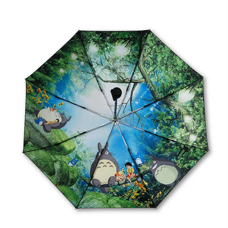 Totoro Anime Rain & Sun Portable Manual 3-Fold Umbrella - KawaiiMerch.com