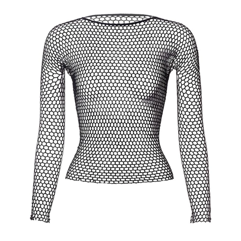 Women Fishnet Mesh See through Black Shirts New Fashion Bodystocking ...