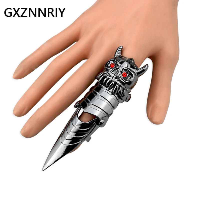Satan-Mens-Rings-for-Men-Gothic-Punk-Rock-Long-Finger-Ring-Skull-Animal ...