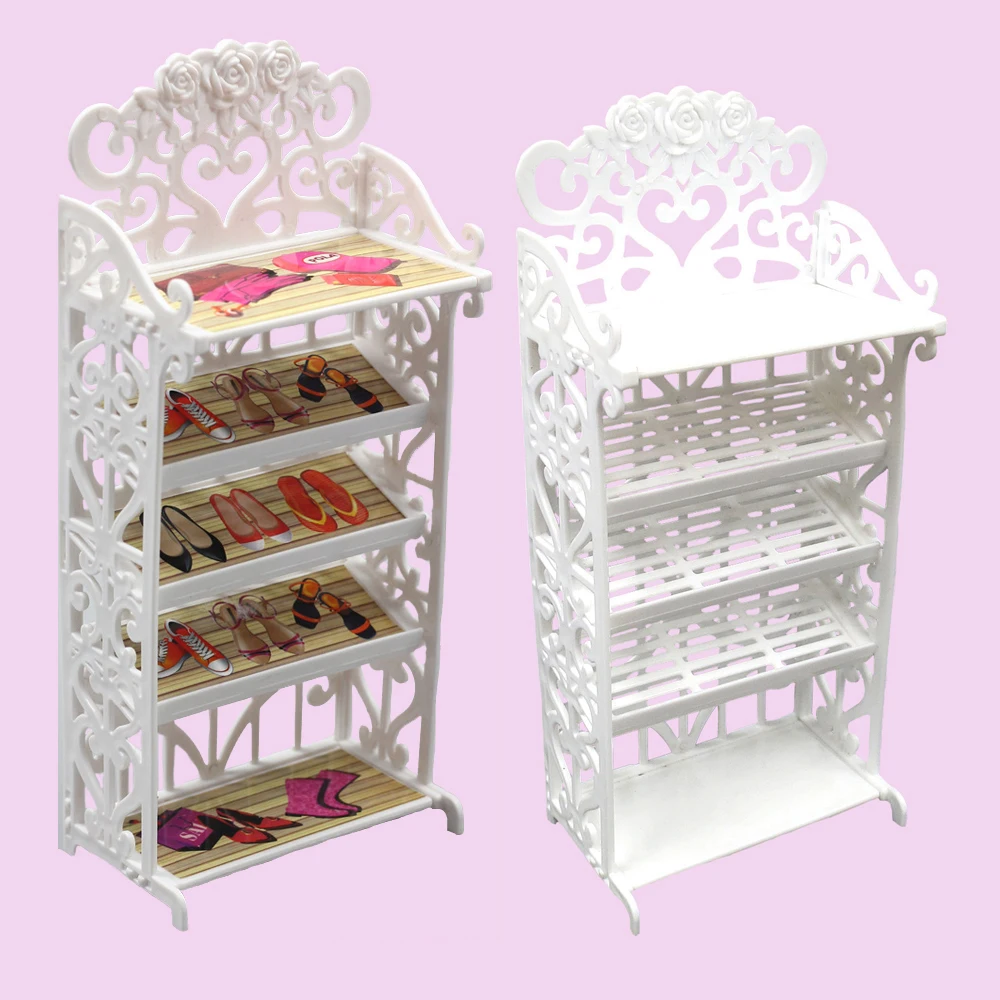 1 Set Plastic White Shoes Rack Shoe Cabinet Playhouse Furniture ...
