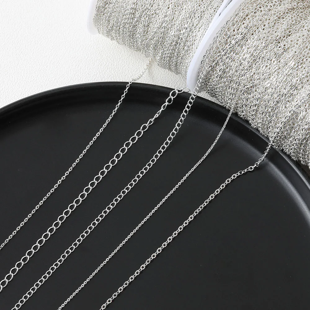 1Meter 925 Silver Plated Chains Bracelet Brass Chain for Jewelry Making ...