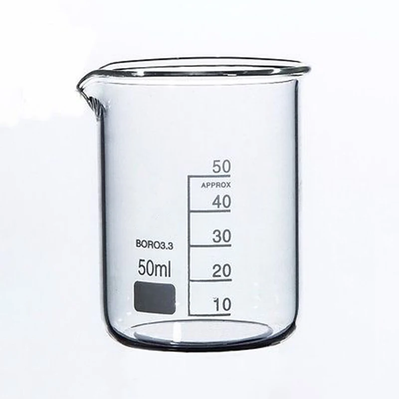 50ml Low Form Transparent Beaker Laboratory Glass Graduated Volumetric ...