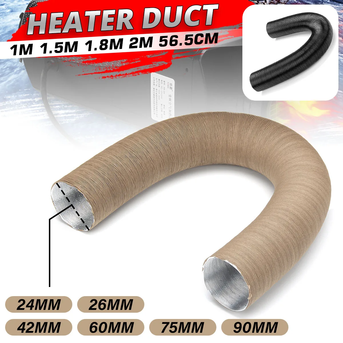 42/60/75/90mm Air Parking Heater Ducting Pipe Hose Line Diesel Heater ...