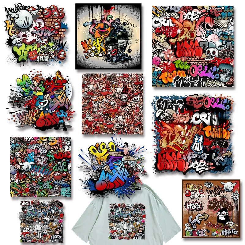 Graffiti-pattern-Character-Patch-for-Clothing-Heat-Vinyl-Ironing ...