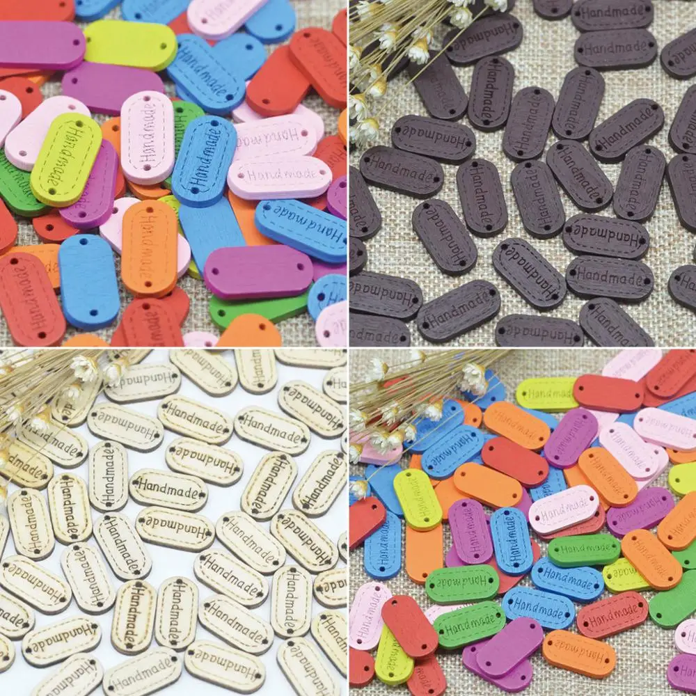 50pcs-Wood-Handmade-Label-Tags-Sewing-Buttons-Garment-Embossing-DIY ...