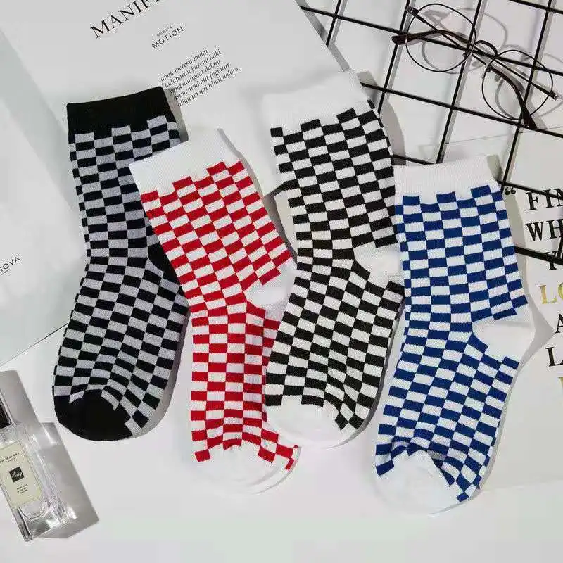 Black And White Checkered Socks