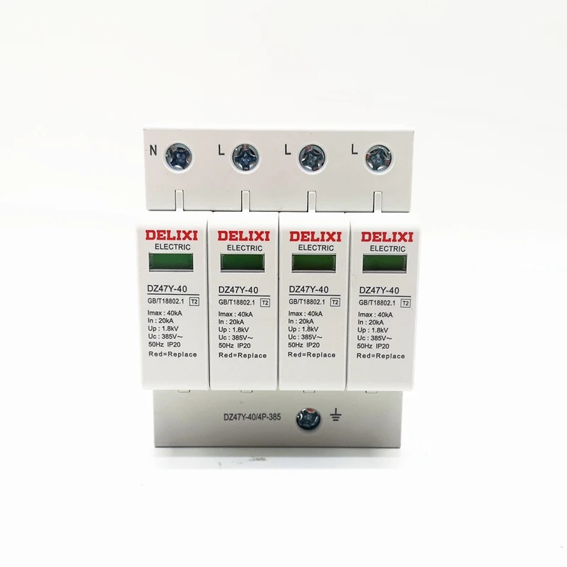 DELIXI Low voltage Surge Arrestor DZ47Y 40KA 385V 4P Surge Protector ...