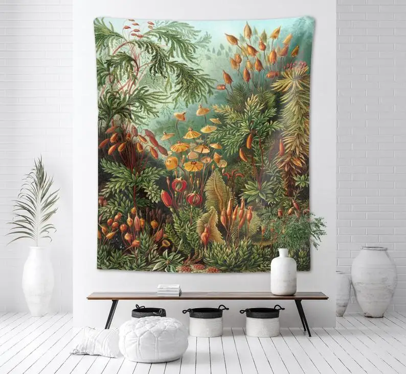 Vintage Botanical Tapestry A Grove Of Mosses Muscinae Haeckel Wall ...