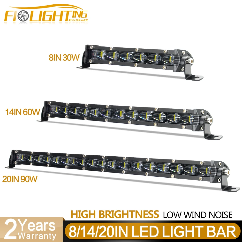 Super-Bright-Slim-Led-Bar-8inch-14in-20inch-Black-6D-Lens-Offroad-Light ...