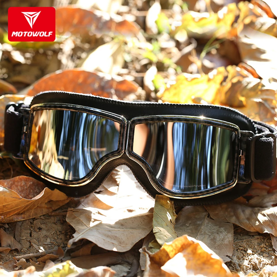 MOTOWOLF Universal Motorcycle windproof sand proof glasses Riding Retro ...
