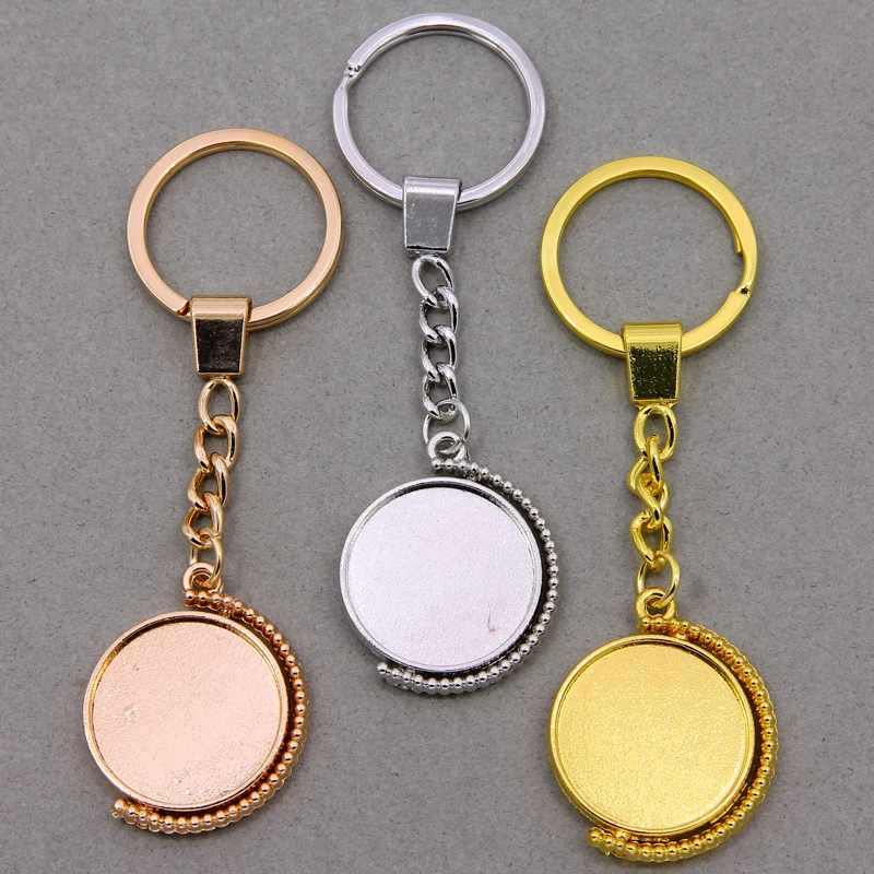 2pcs rotatable cabochon blank keychain 25mm pendant base, used for ...