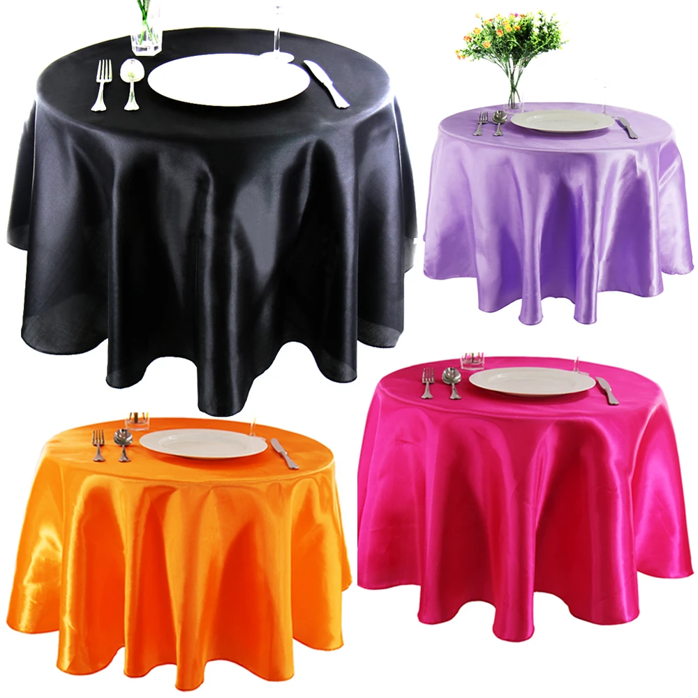 Round-145cm-57inch-Satin-Tablecloth-Solid-Color-Table-Covers-For ...